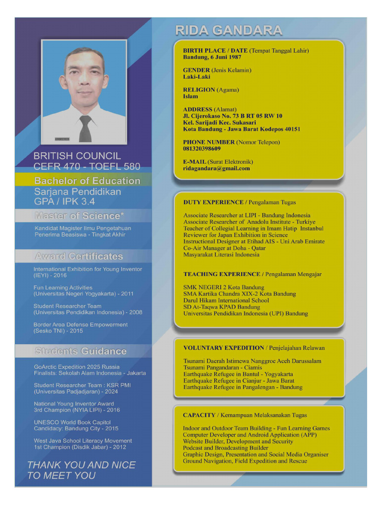 CV Biodata Riwayat Rida PDF | PDF