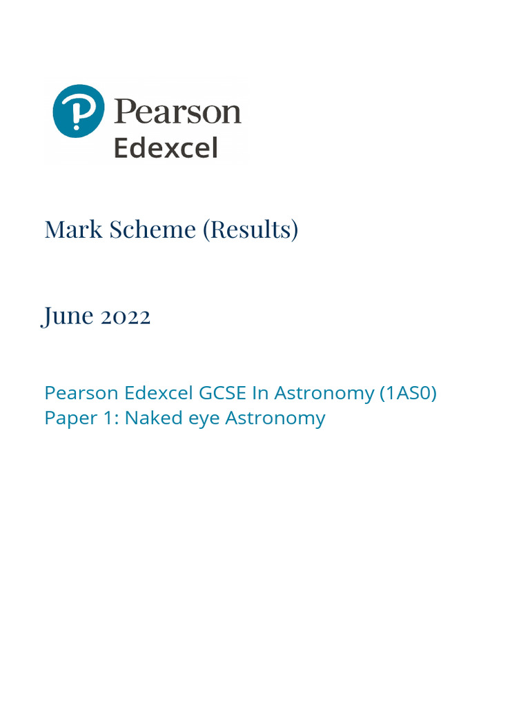 June 2022 GCSE Astronomy Mark Scheme | PDF | Astronomy | Solar System