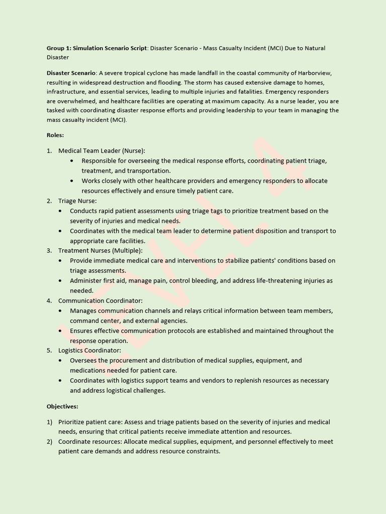 Disaster Response Simulation Scenarios | PDF | Infection | Health Care