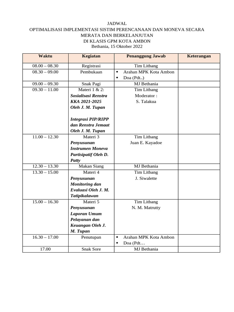 Rancangan Jadwal | PDF