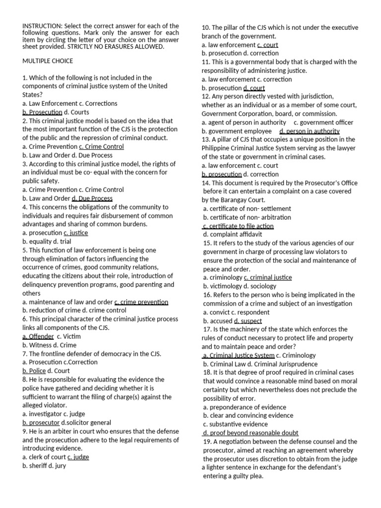 Criminal Justice Sytem Q&a | PDF | Prosecutor | Pardon
