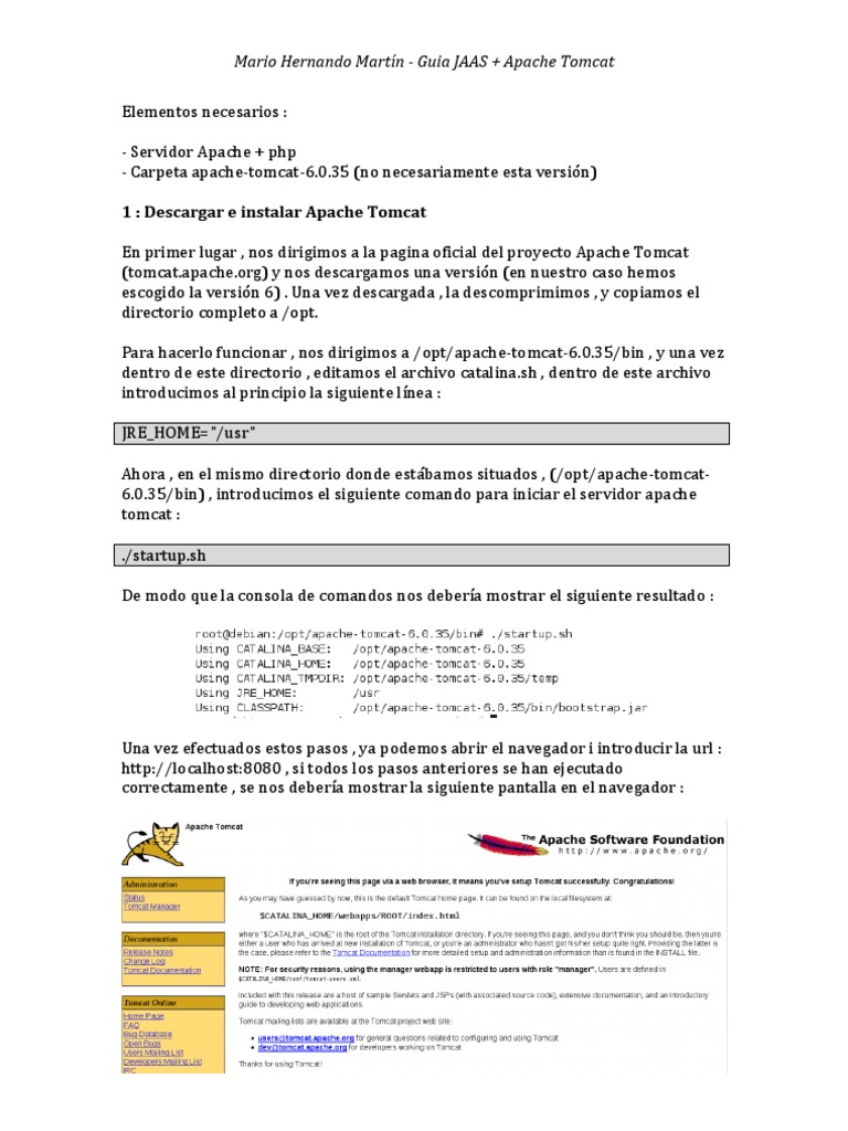 Guia Jaas Tomcat | PDF | Páginas del servidor Java | Servidor HTTP Apache