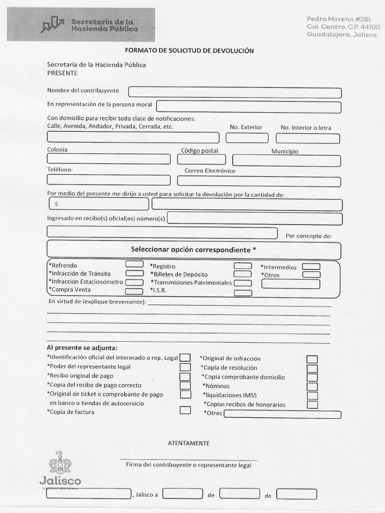 Formato Devolución de Pago | PDF