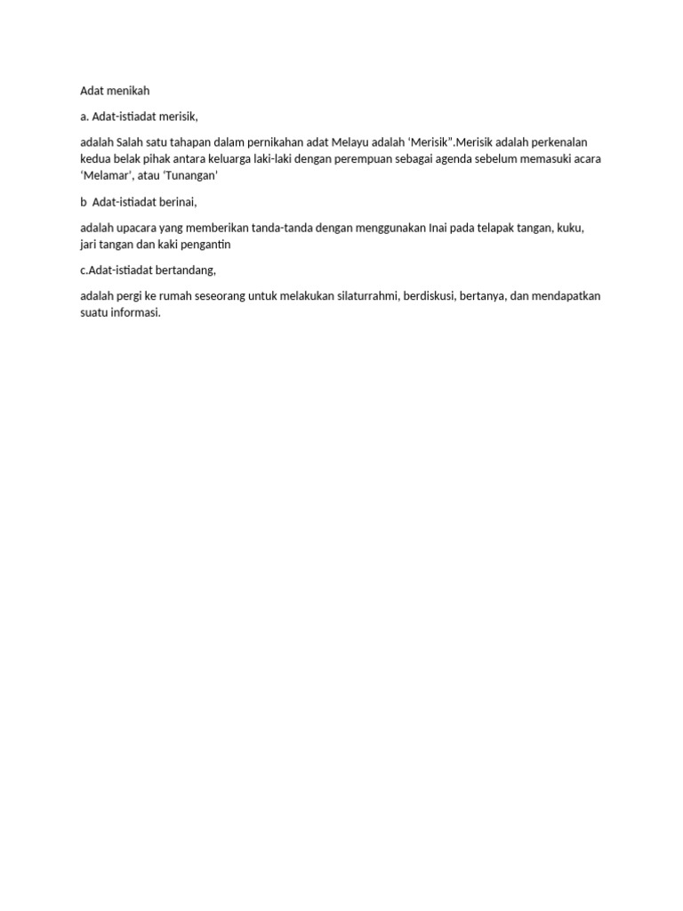 Adat Pernikahan Melayu: Merisik dan Berinai | PDF