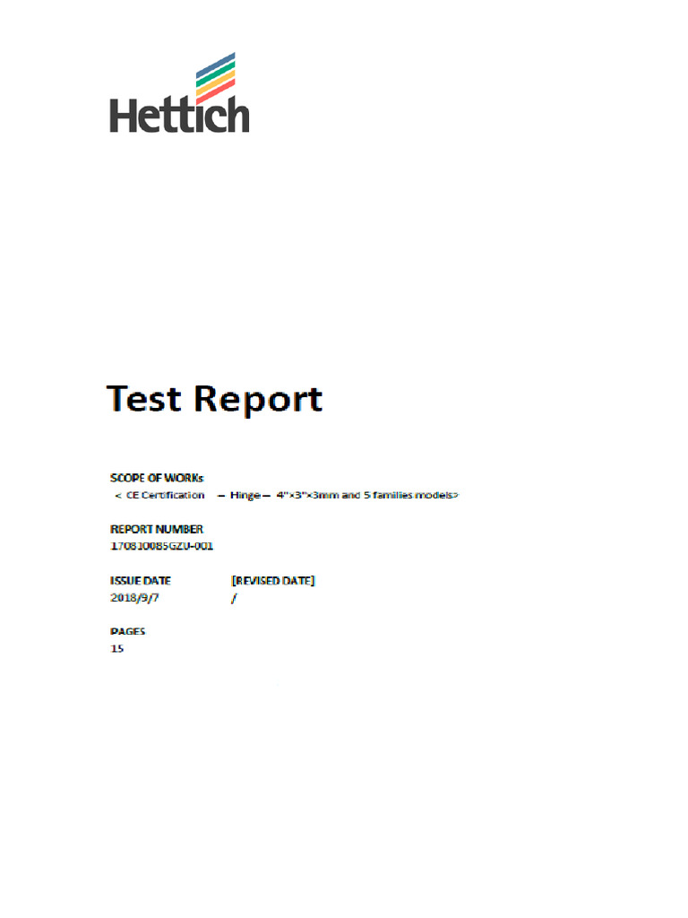 Hinge Test Certificate | PDF