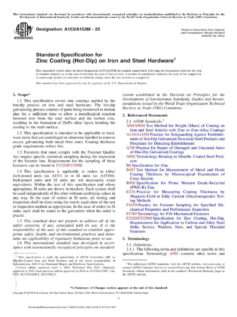 ASTM A153 - Page-0001 | PDF
