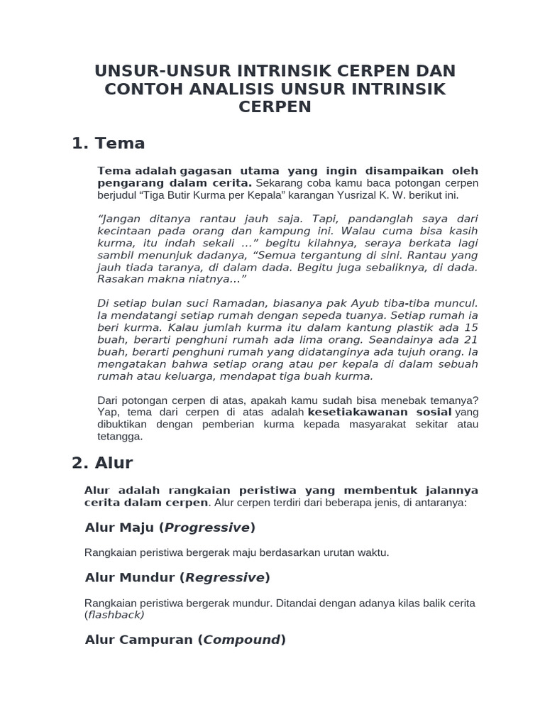 Analisis Unsur Intrinsik Cerpen | PDF