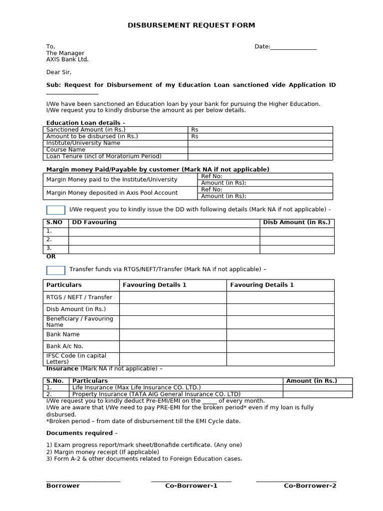 Disbursement Request Form | PDF