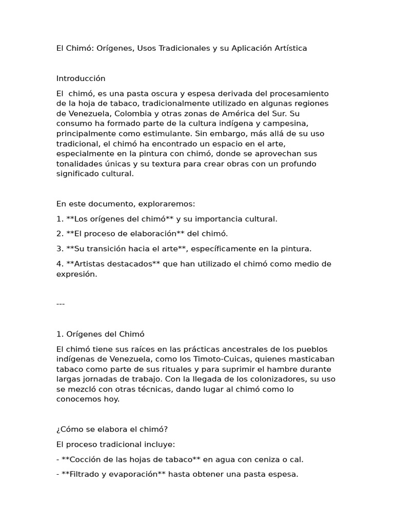 Chimó: Cultura y Arte en Venezuela | PDF | Pinturas