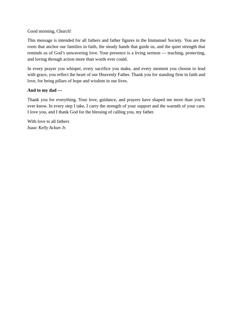 Father's Day Message | PDF