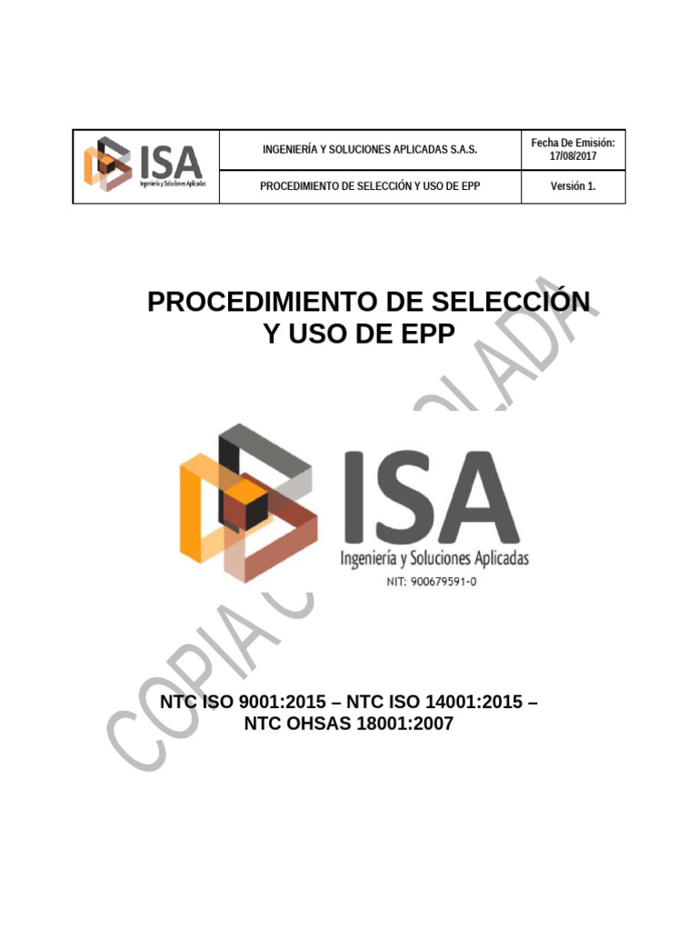 Procedimiento de Selección y Uso de Epp | PDF | Equipo de protección personal | Guante