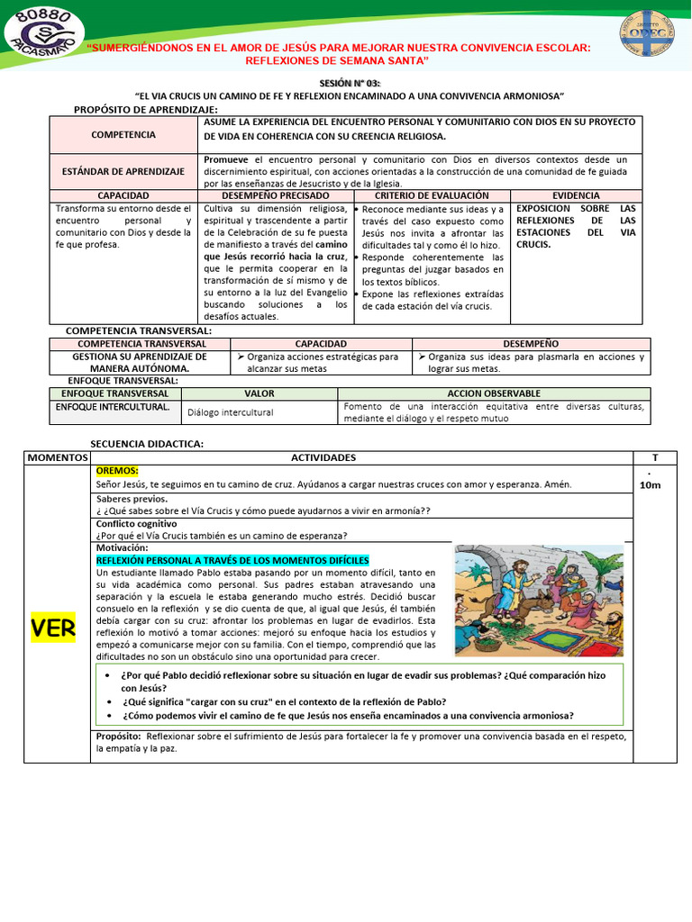 1 Unidad - ACT. 3 (4°) para Estudiantes - EL VIA CRUCIS UN CAMINO DE FE ...