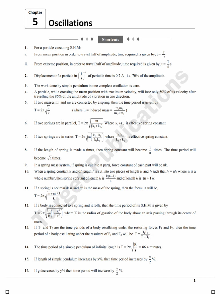 MHT-CET Triumph Physics - Solutions to the Relevant Questions of the Chapter Oscillations (1) | PDF
