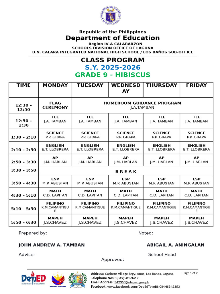 Class Program Updated Template | PDF | Philippines