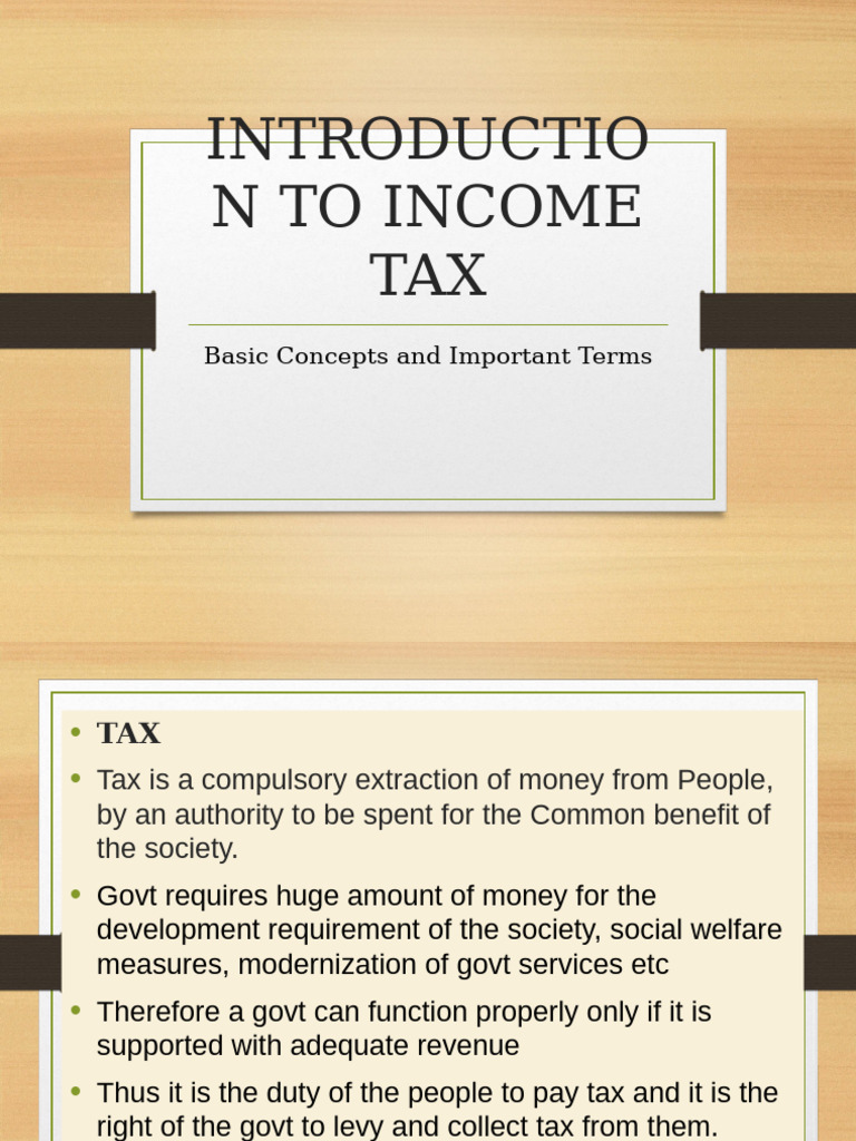 Introduction To Income Tax | PDF | Taxes | Income Tax