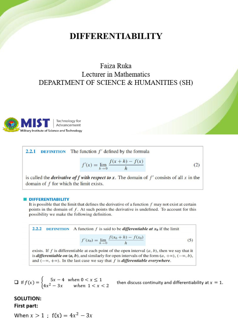 MATH 101 Differentiability | PDF | Mathematics