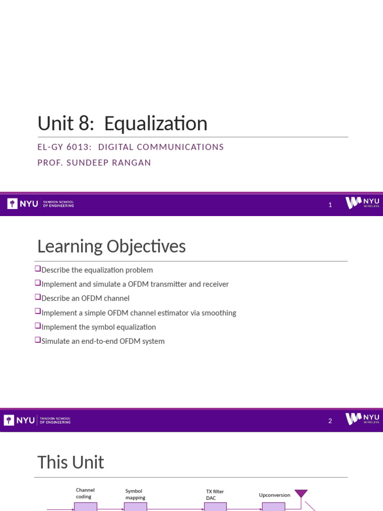 Unit08 Equalization | PDF | Orthogonal Frequency Division Multiplexing | Signal Processing