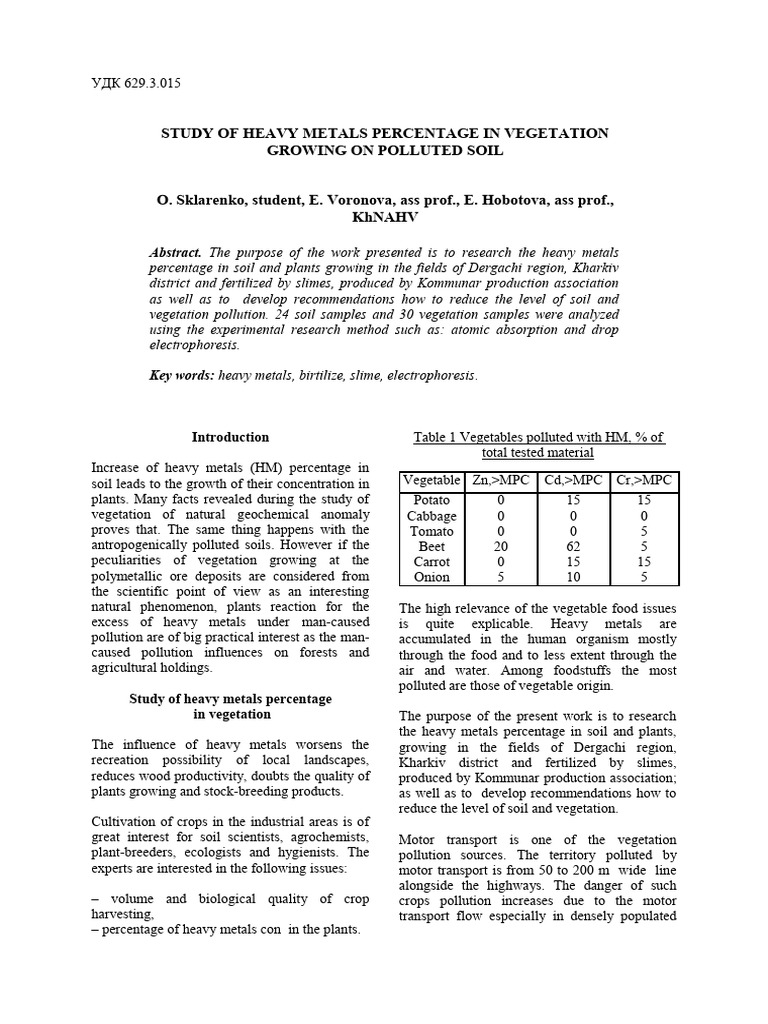 Heavy Metals in Vegetation Study | PDF | Soil | Agriculture