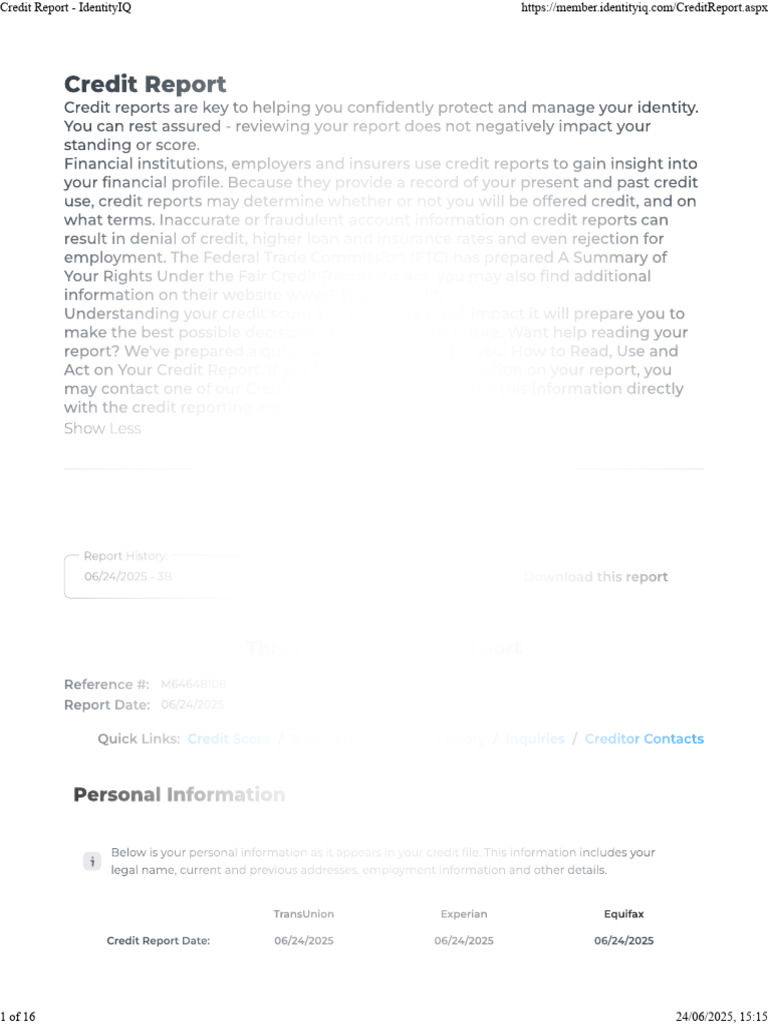 Credit Report - IdentityIQ | PDF