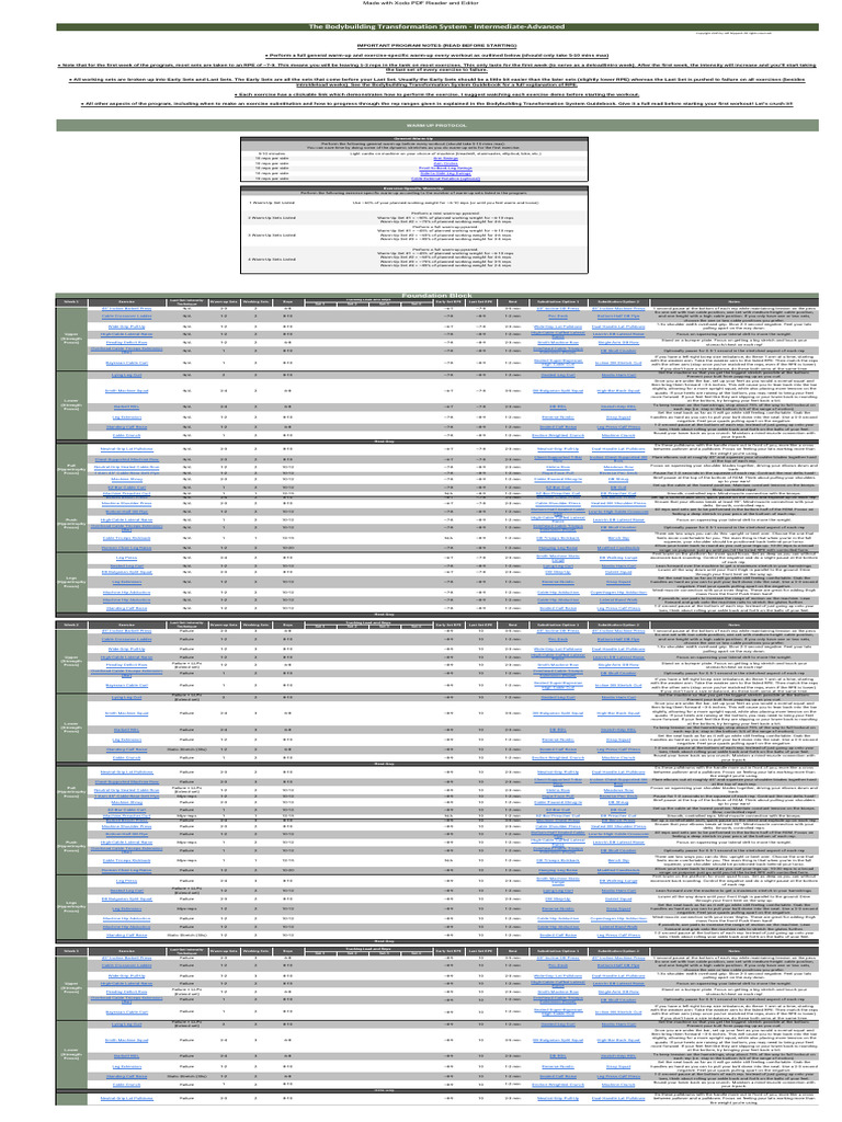 The Bodybuilding Transformation System - Intermediate-Advanced | PDF ...