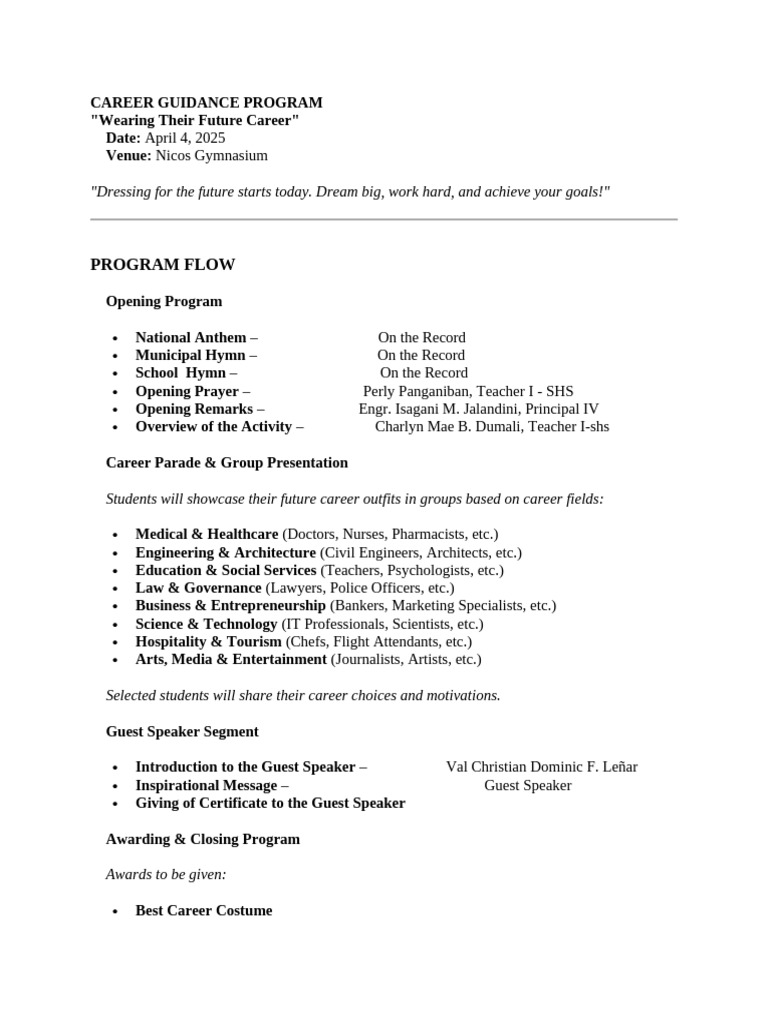 Career Guidance Program Overview | PDF