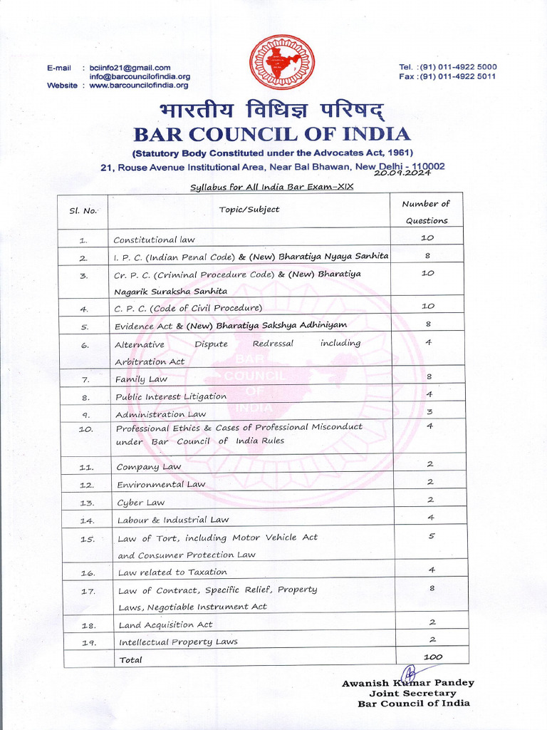 Syllabus for All India Bar Exam 2024 | PDF | Justice | Crime & Violence