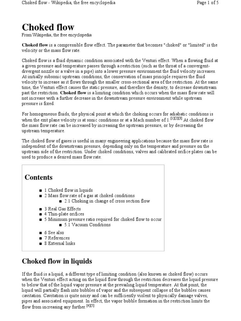 Choked flow - when fluid velocity reaches sonic speed | PDF | Classical ...