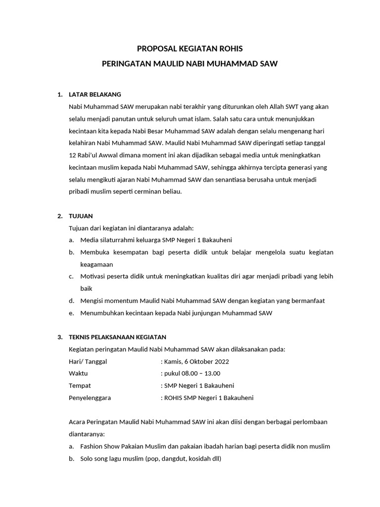 Proposal Kegiatan Rohis | PDF