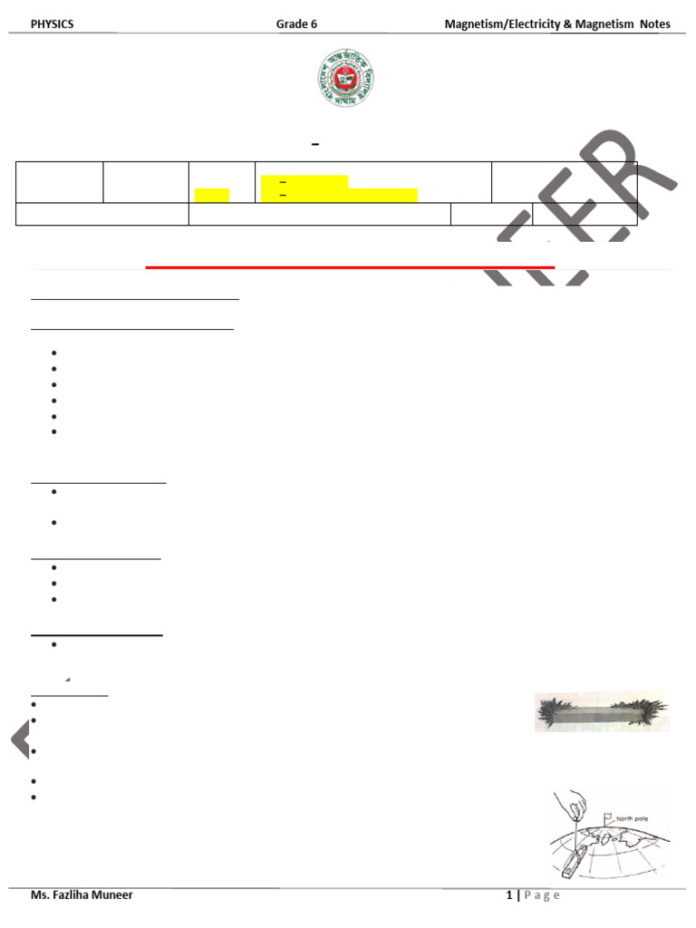 PHYSICS GR 6 - U5.4 & 5.5 - Magnetism & ElectroMagnets - Notes - Final ...
