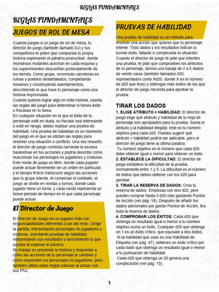 Reglas Fundamentales de Fallout 2d20 | PDF | Juegos de mesa | Juegos de rol