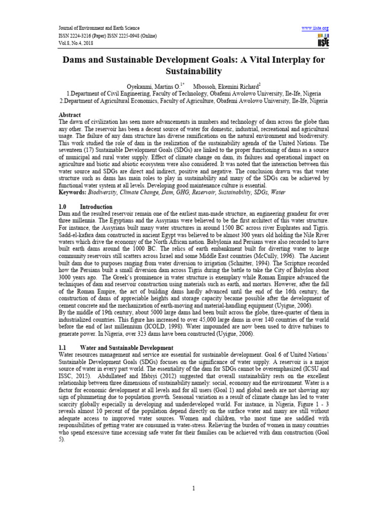 Dams and Sustainable Development Goals A Vital Interplay For Sustainable Development ...