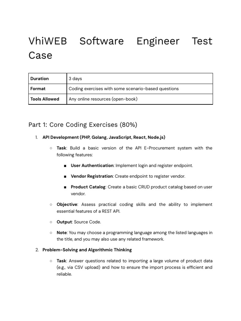 VhiWEB Backend Developer Test Case PDF | PDF | Computer Programming ...