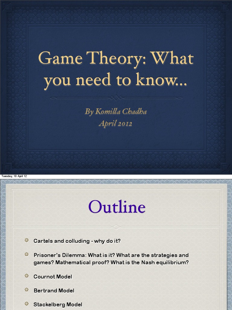 Game Theory PPT by Komilla Chadha | PDF | Oligopoly | Competition