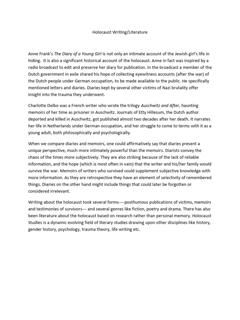 Holocaust Writing | PDF