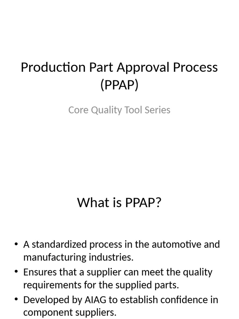 PPAP Core Quality Tool Presentation | PDF | Business Process | Business
