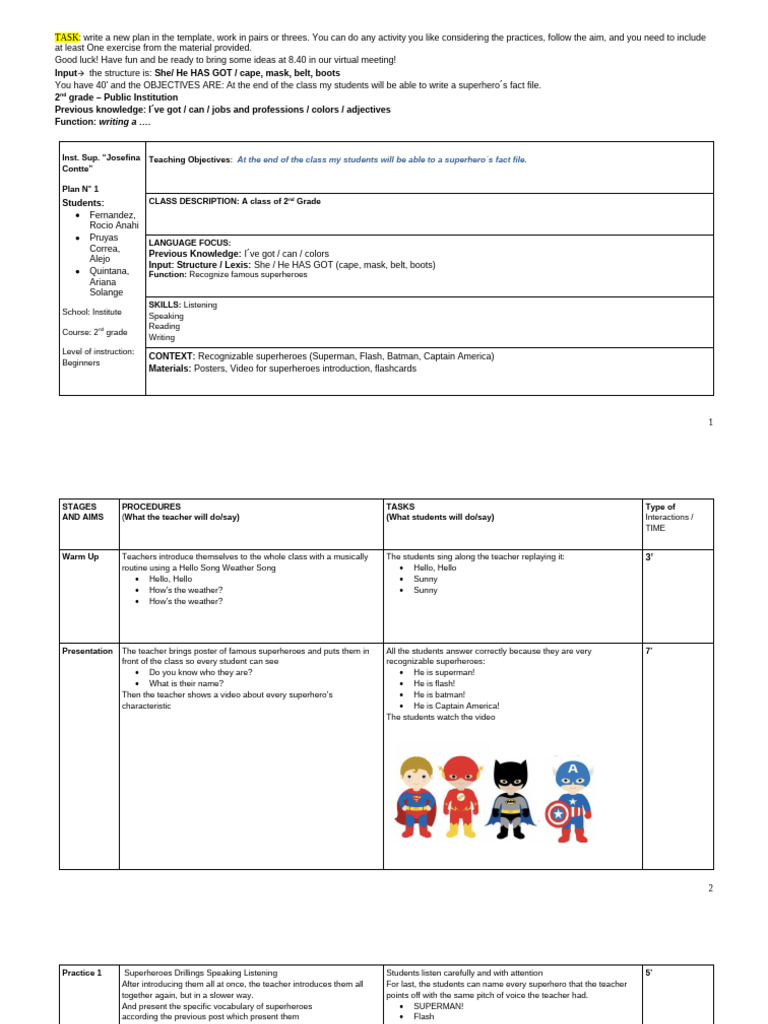 Superhero Fact File Lesson Plan | PDF | Superheroes | Cognitive Science