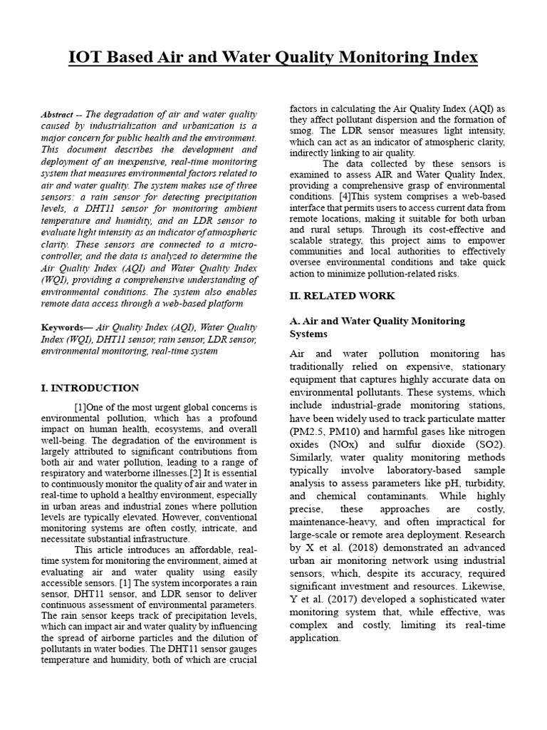 IEEE Paper Based On IOT Based Air and Water Quality Monitoring Index ...