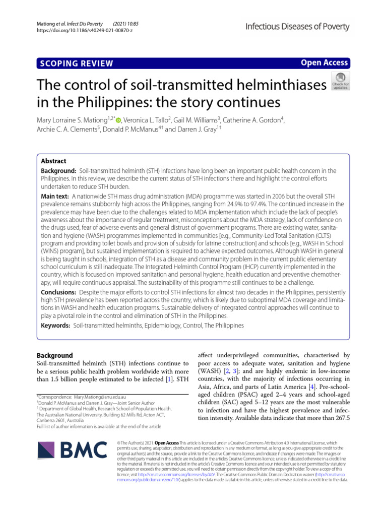 The Control of Soil-Transmitted Helminthiases in The Philippines The ...