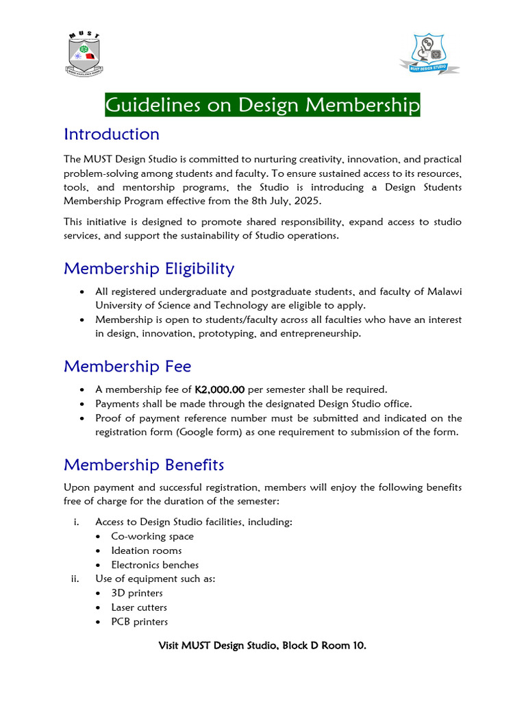 Guidelines On Design Students Membership | PDF