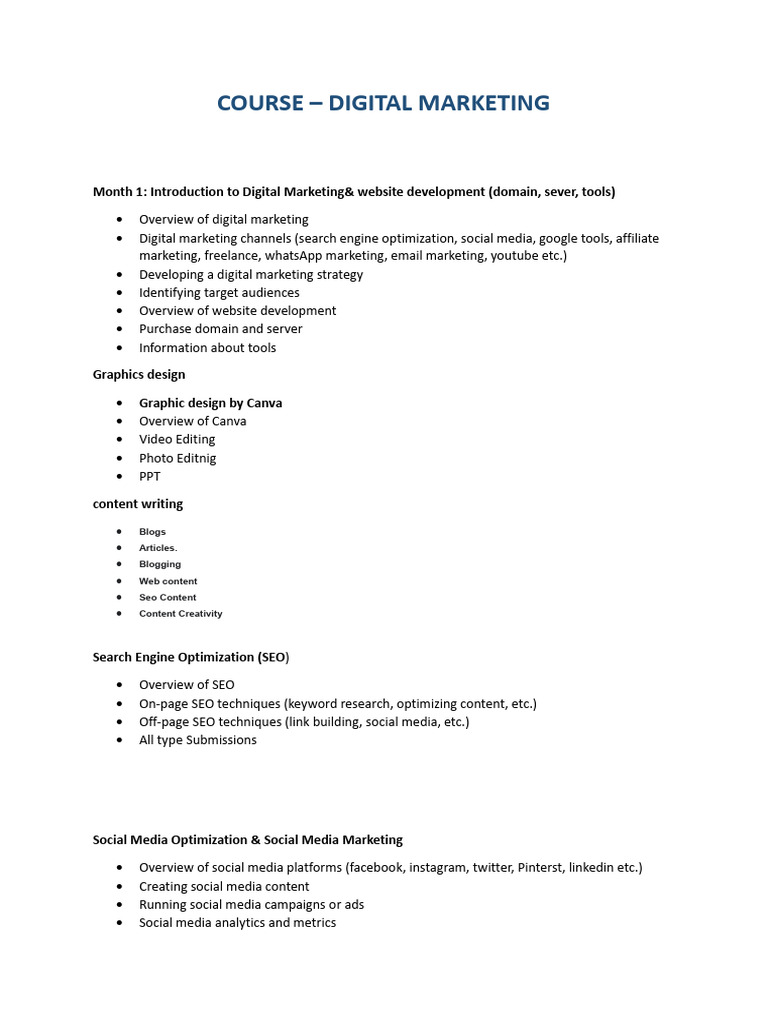 Digital Marketing Course Overview | PDF