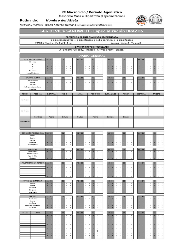 EXTRA Mesociclo Weak Point - 666 DEVIL's SANDWICH. (ORIGINAL) Xls | PDF ...