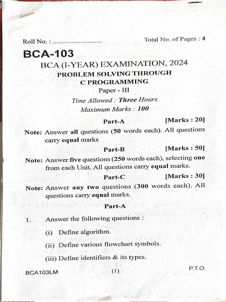 Bca 1st Year C Programing | PDF