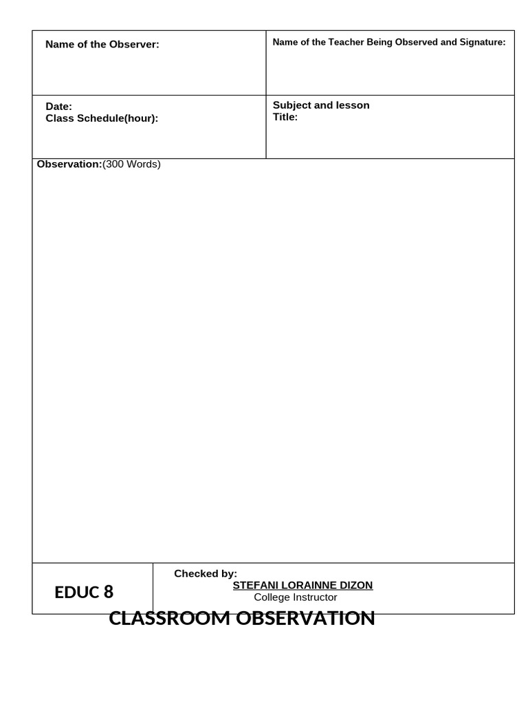Observation Sheet | PDF