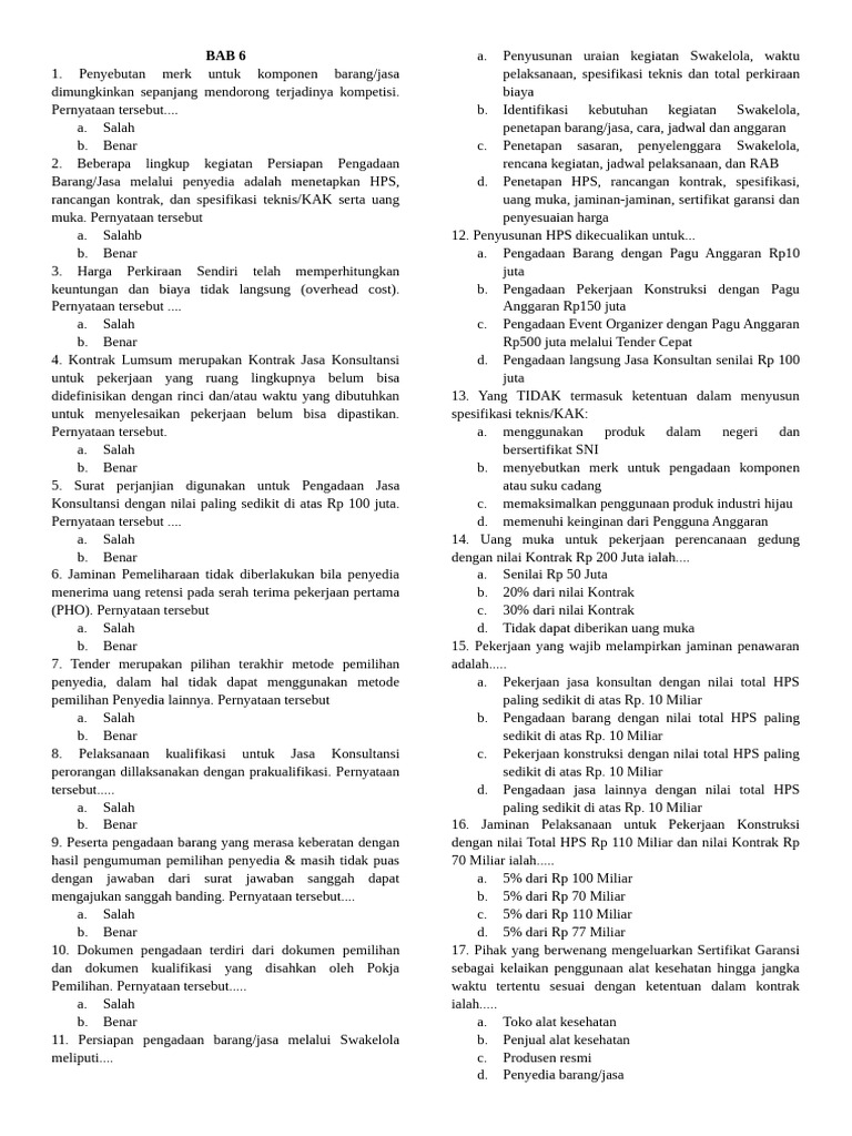 Kertas Soal Latihan PBJ | PDF
