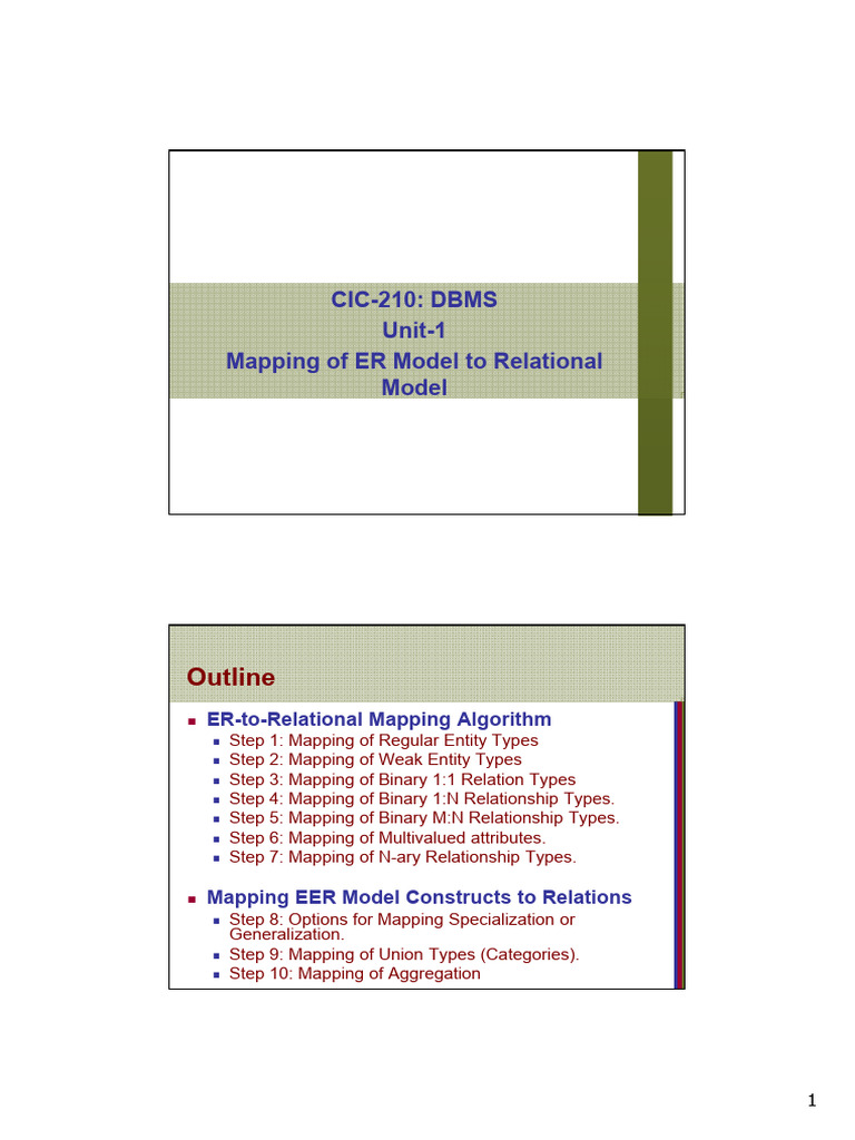 1 - 3 Mapping of ER Model To Relational Model | PDF | Conceptual Model ...