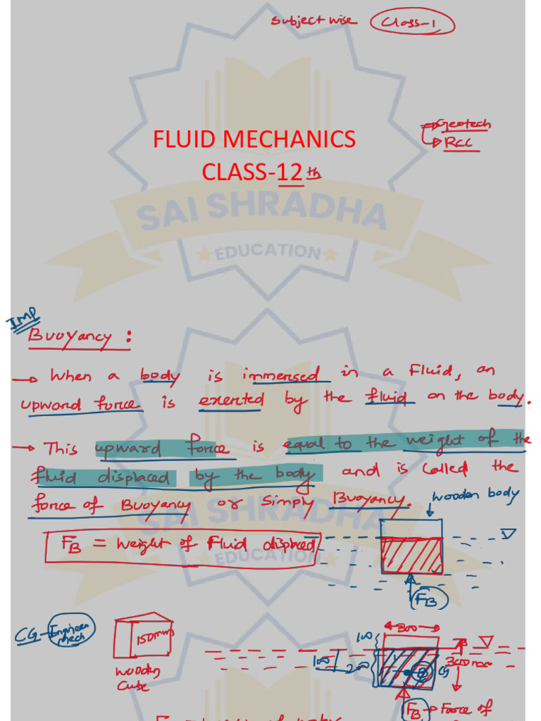 Fluid Mechanics Class-12 - 43982602 - 2024 - 12 - 22 - 10 - 29 | PDF