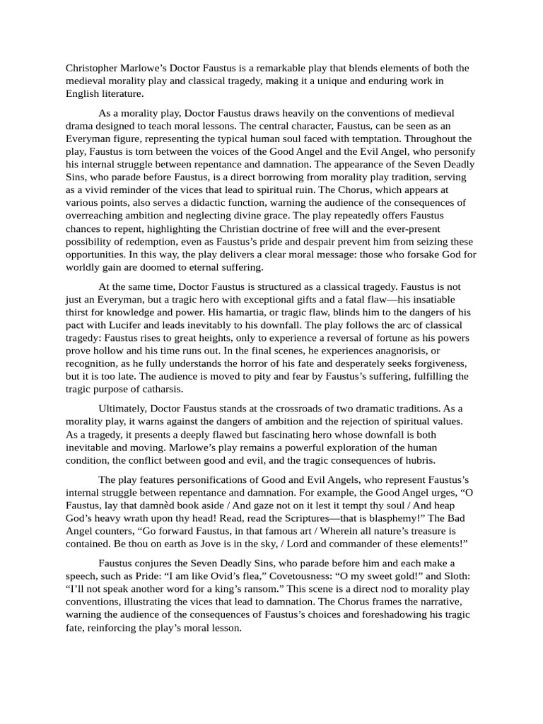 Christopher Marlowe's Doctor Faustus | PDF | Tragedy | Satan