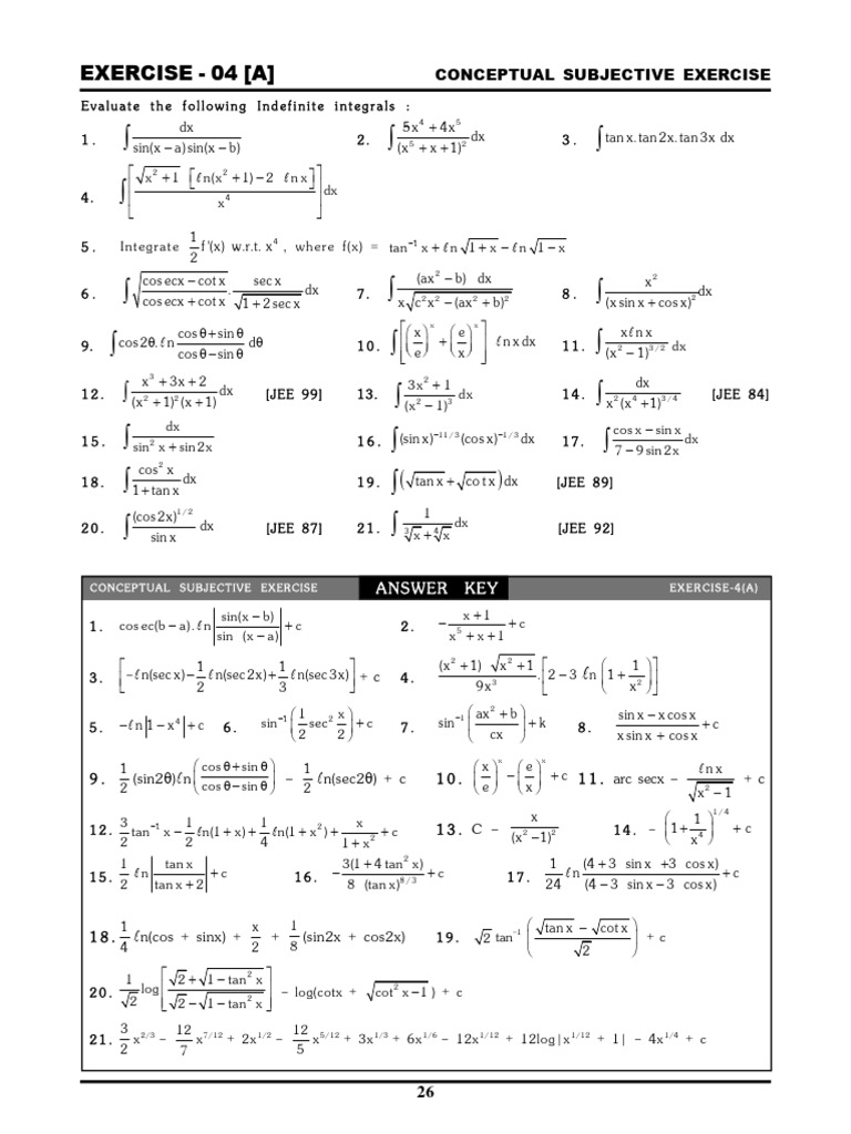 Indefinite Integration Exercises and Solutions | PDF | Chess Theory | Chess