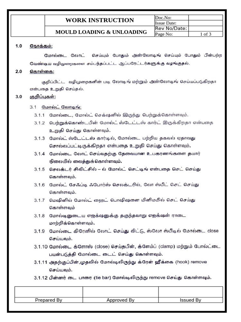 WI-PRO-02 Mould Loading &unloading | PDF