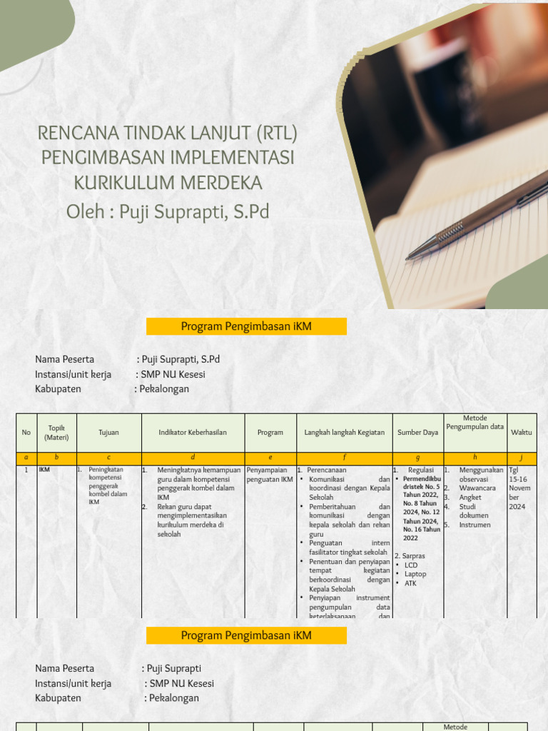 Puji Suprapti - R - Kabupaten Pekalongan - RTL Pengimbasan | PDF